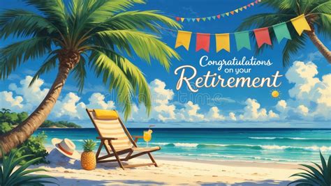 Tropical Beach Scene With Text Congratulations On Your Retirement