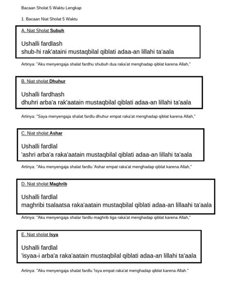 Bacaan Sholat 5 Waktu Lengkap Pdf Worship Semitic Words And Phrases