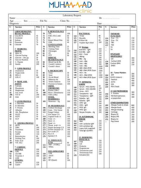 Lab Request Form Pdf