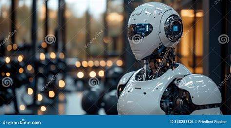 Advanced Ai Robot Conducting Complex Research In A High Tech Lab Holograms In Action Stock Image