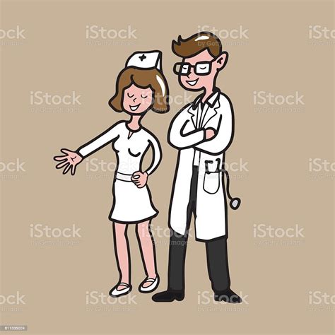 Doctor And Nurse Cartoon Drawing Stock Illustration Download Image