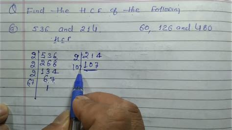 Find H C F Of The Following Youtube