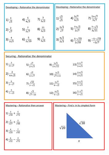 Rationalizing Denominator Worksheet Radicals Rationalize The