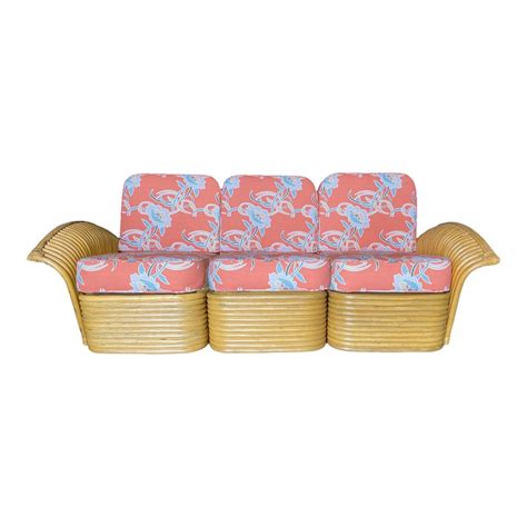 Restored Rattan Golden Girls Sofa And Lounge Chair Livingroom Set For