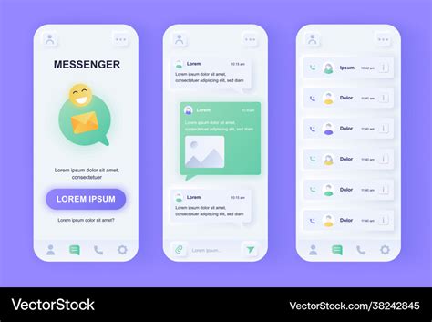 Online Messenger Unique Neomorphic Design Kit Vector Image