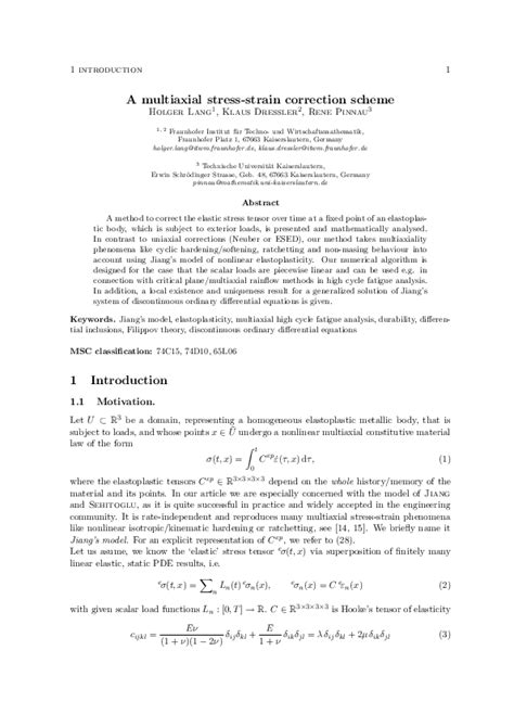 Pdf 1 Introduction 1 A Multiaxial Stress Strain Correction Scheme