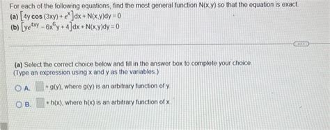 solved for each of the following equations find the most