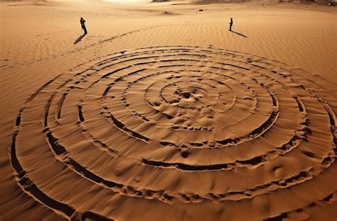 Premium Ai Image A Circular Object Has Been Drawn On A Sand Area In
