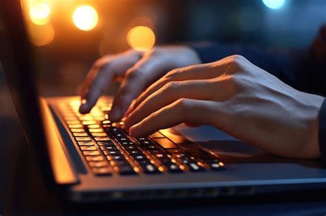 Premium Ai Image Generative Ai Typing On Keyboard Closeup Shot Hands Using Laptop Computer And