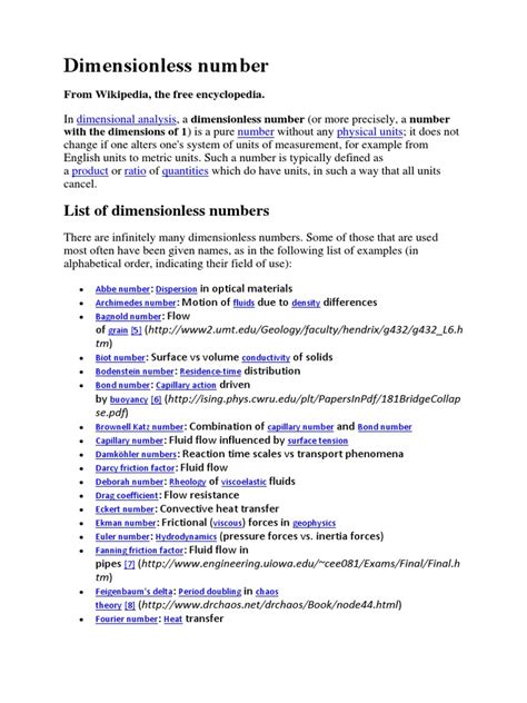 Important Dimensionless Numbers And Their Significance Pdf Fluid