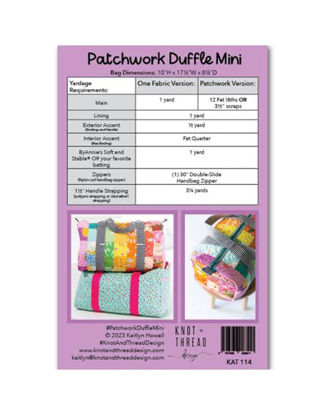 Patchwork Mini Duffle Bag Pattern Picking Daisies