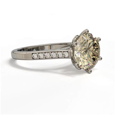 159 Carat Yellow Round Brilliant Cut Diamond Engagement Ring In 18