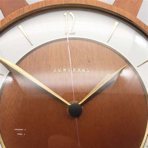 Vintage Mid Century Retro Junghans Star Starburst Teak Wooden Wall Clock S