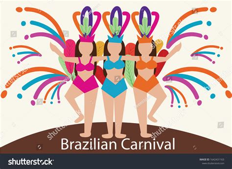 Brazilian Girls Dancing On Carnival Illustration Stock Vector Royalty