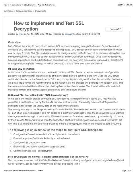 how to implement and test ssl decryption palo alto networks live pdf transport layer