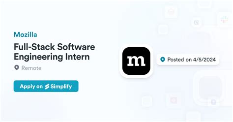 Full Stack Software Engineering Intern Mozilla Simplify Jobs
