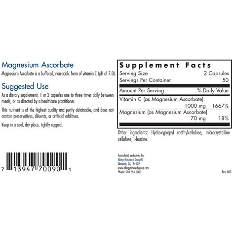Buy Magnesium Ascorbate 100 Capsules Supplement Online Spectrum