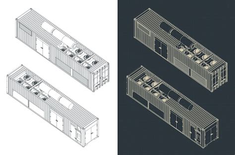 Premium Vector Container Type Generator Isometric Blueprints