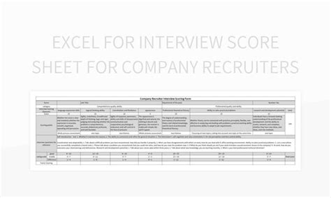 Excel For Interview Score Sheet For Company Recruiters Excel Template