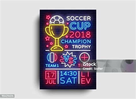 축구 대회 전단지 벡터입니다 유럽 축구 선수권 대회 포스터 네온 사인 축구에 대 한 안내 책자 축구 컵 밝은 네온 축구 광고 초대장 디자인 서식 파일 벡터 가벼운에 대한