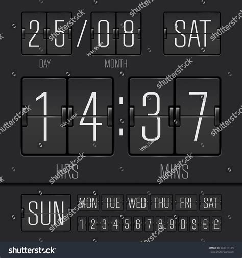 Analog Black Scoreboard Digital Week Timer Stock Vector Royalty Free