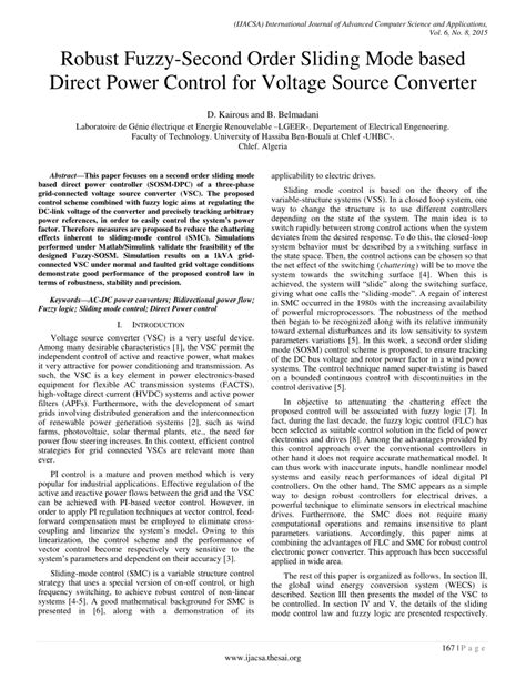 Pdf Robust Fuzzy Second Order Sliding Mode Based Direct Power Control For Voltage Source Converter