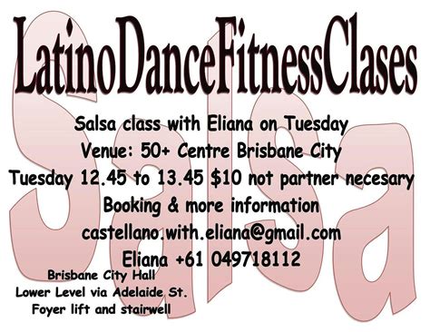Salsa Class For Senior On Tuesday At Brisbane City With Eliana
