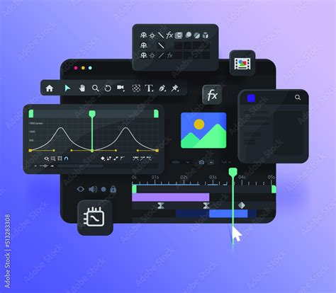Motion Design Animation Application Video Clip Editing Vector De