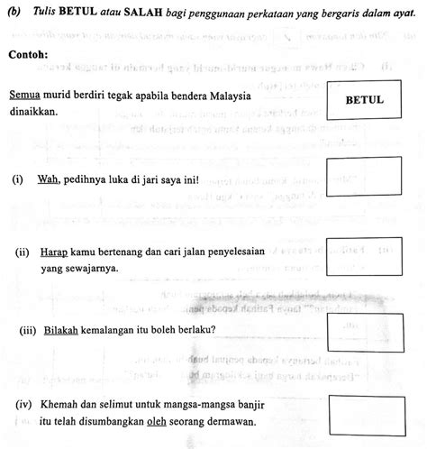 Contoh Soalan Betul Salah