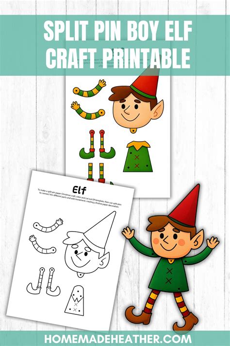 Boy Elf Split Pin Craft Printable Homemade Heather