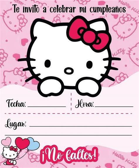 Plantilla De Cumpleaños De Hello Kitty Imprimibles Para Fiesta De