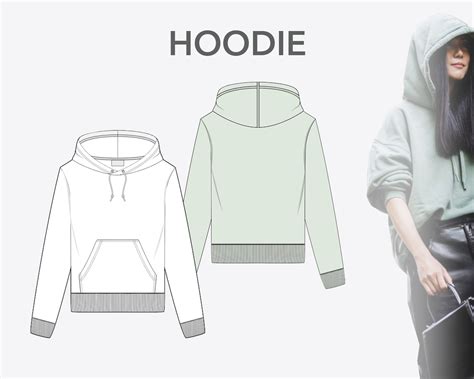 Unisex Hoodie Fashion Design Flat Sketches To Download Technical