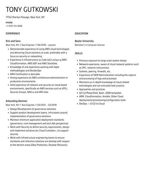 Aws Engineer Resume Samples Velvet Jobs