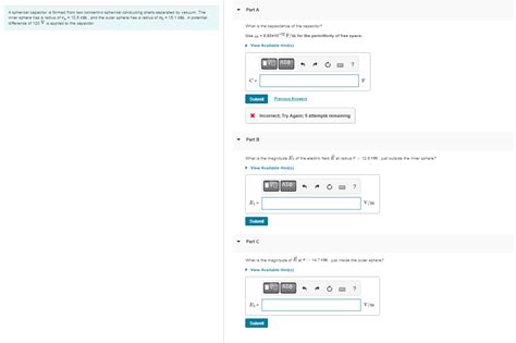 Solved A Spherical Capacitor Is Formed From Two Concentric