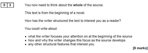 Paper 1 Q3 Mark Scheme Gcse English Language Aqa