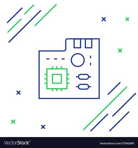 Line Electronic Computer Components Motherboard Vector Image