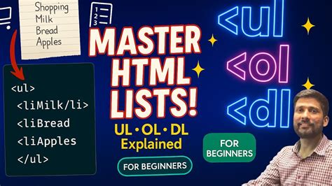 Html Lists Explained Master Ordered Unordered And Definition Lists In 5 Minutes Youtube