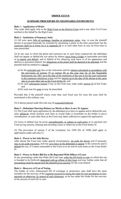 Lecture 16 Order 37 Summary Procedure Order Xxxvii Summary Procedure