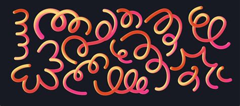 추상적 인 곡선 장난기 넘치는 그라데이션 라인 그라디언트 3d 블렌드 스트로크 요소 디자인 밝은 모션 트위스트 액체 라인 모양 3차원 형태에 대한 스톡 벡터 아트 및 기타