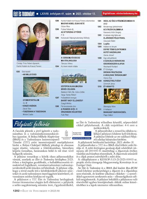Élet és Tudomány Lxxviii évfolyam 2023 41 Szám