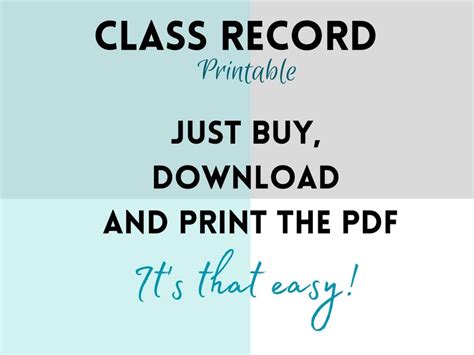 Printable Class Record Class Gradebook Teacher Gradebook Class Attendance Class Record