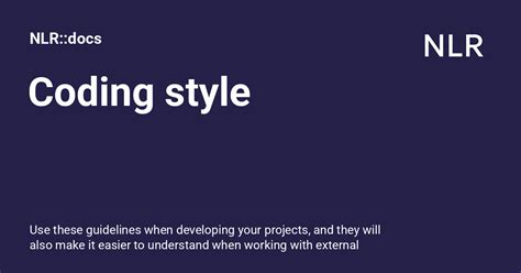 Coding Style Nlrdocs