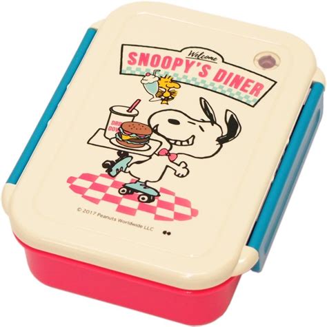 Jp 大西賢製販 ピーナッツスヌーピー中仕切りランチボックス 白桃青 500ml 『peanuts』diner