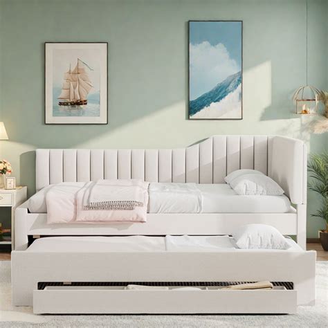 Hokku Designs Upholstered Daybed With Trundle Three Drawers And