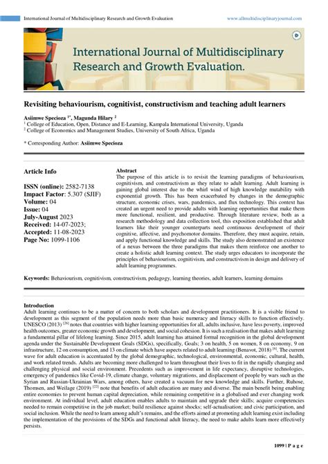 Pdf Revisiting Behaviourism Cognitivist Constructivism And Teaching