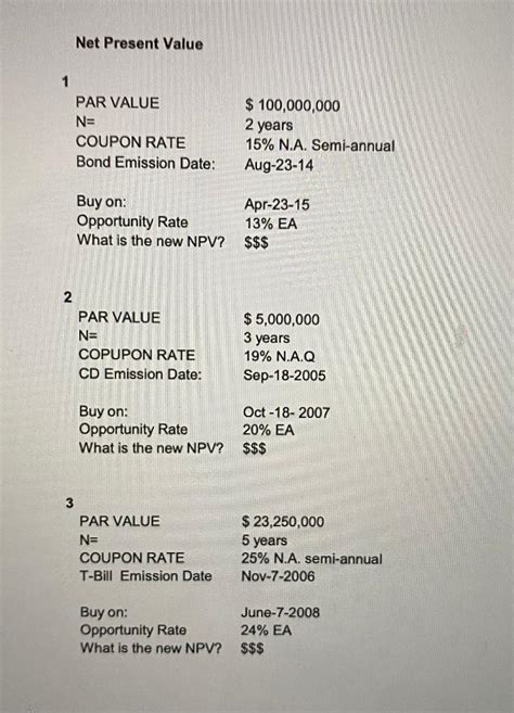 Solved Net Present Value Chegg Com