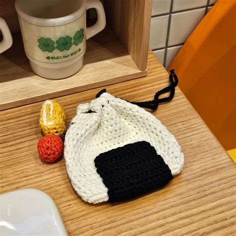 뽀이스튜디오 [diy] 오니기리 파우치and반찬세트 코바늘 뜨개 키트 도안 영상 포함 해피코튼 핸드메이드 패키지 주먹밥 뜨개 위시버킷