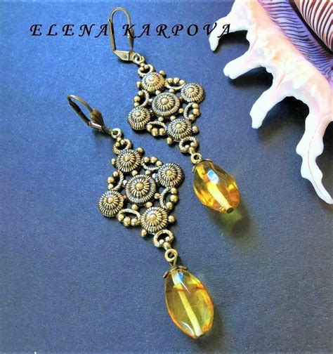 Янтарные серьги купить украшения в интернет магазине на Ярмарке Мастеров Серьги классические