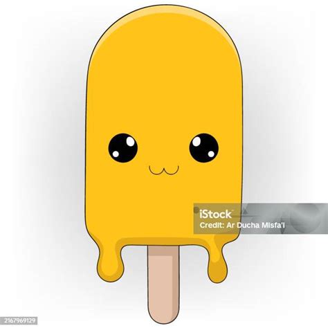 Ice Cream Stick With Cute Face Cartoon Character向量圖形及更多剪貼畫圖片 剪貼畫 卡通