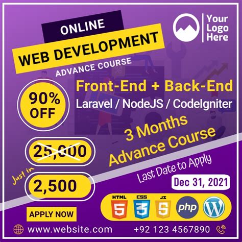 Web Development Course Poster Flyer Design Template Postermywall
